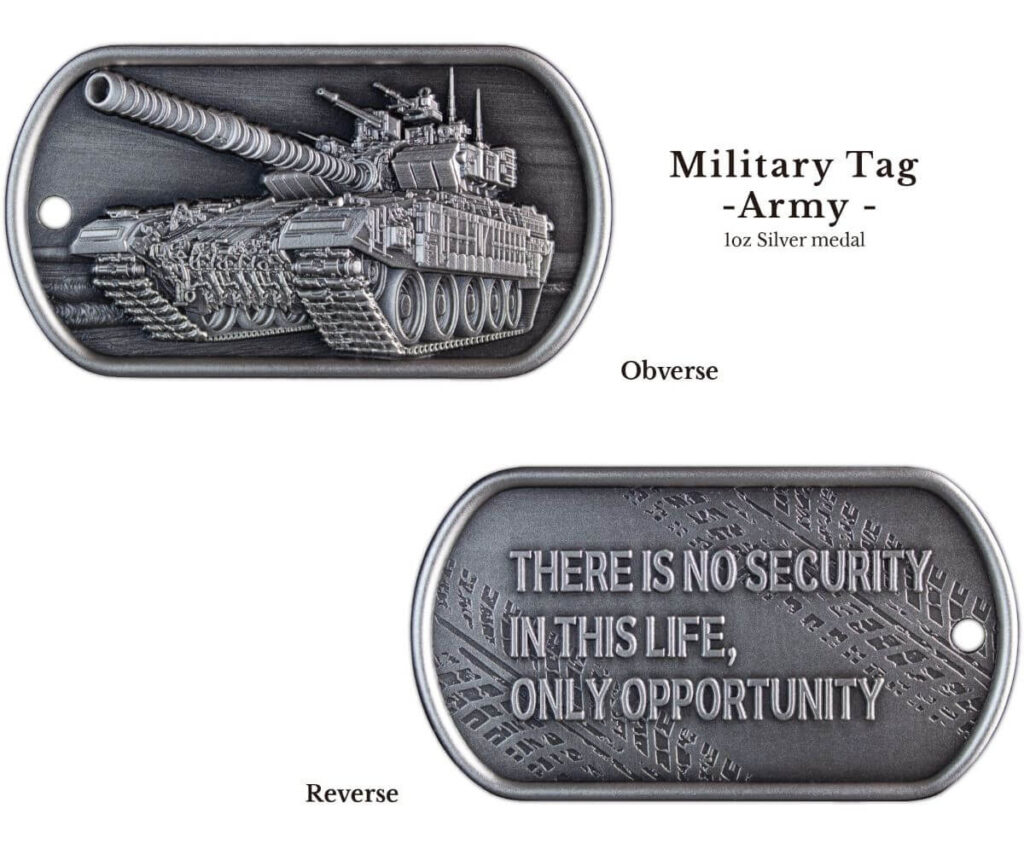 Military Tags Army 1 oz Silver Antiqued Bar - NZ Collect